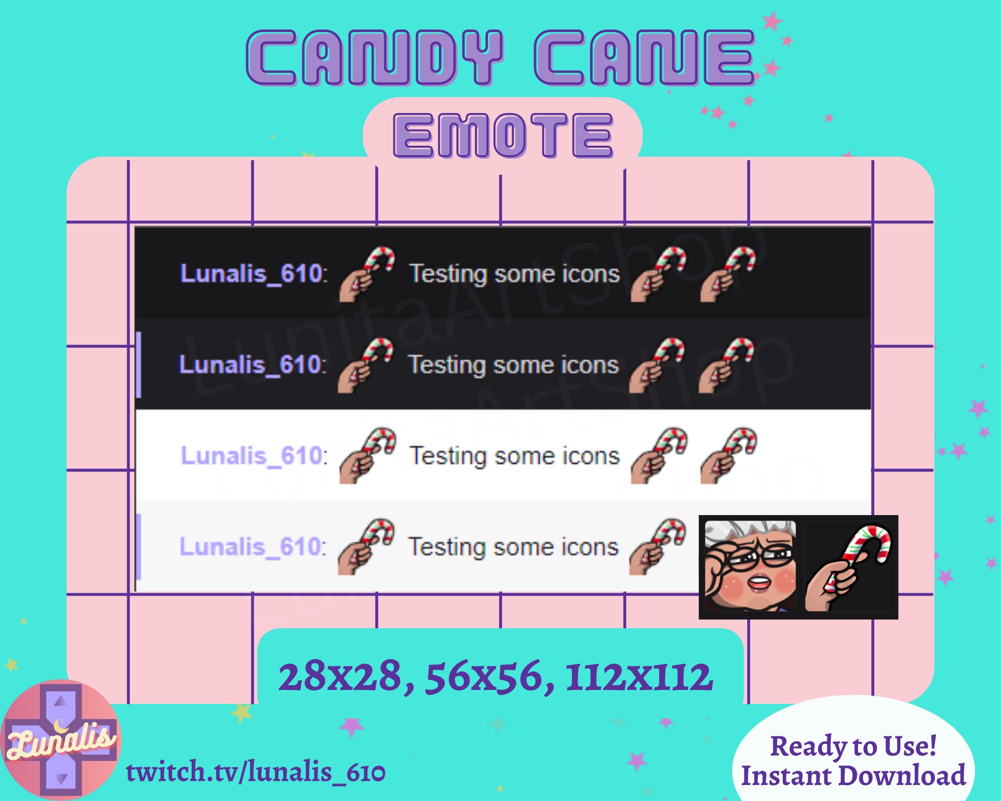 Candy Cane Emote for Twitch or Discord Hand Holding Candy Cane Emote ...