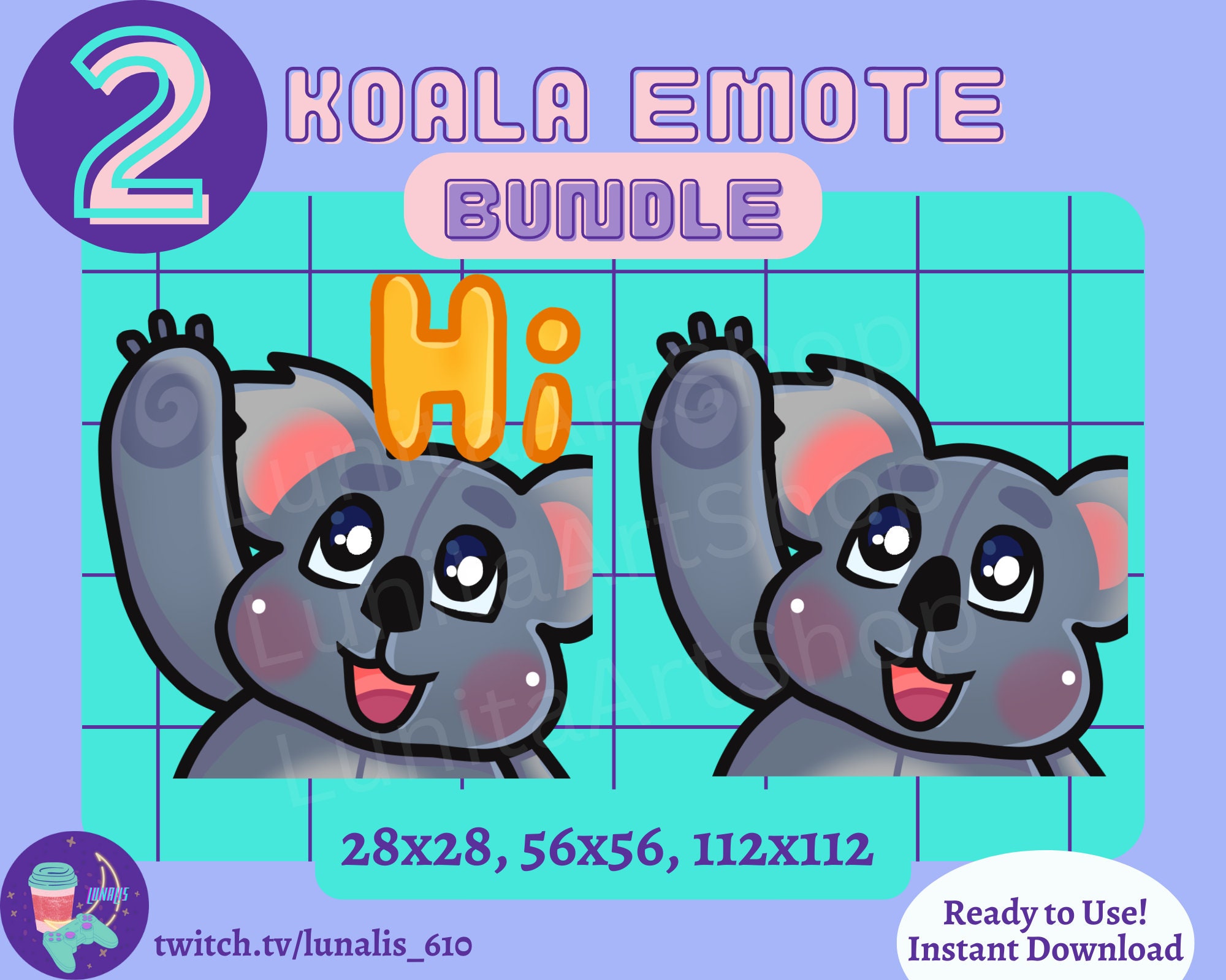Koala Bear Emote for Twitch, Discord, Youtube | Hi, Hey, Hello Emote ...