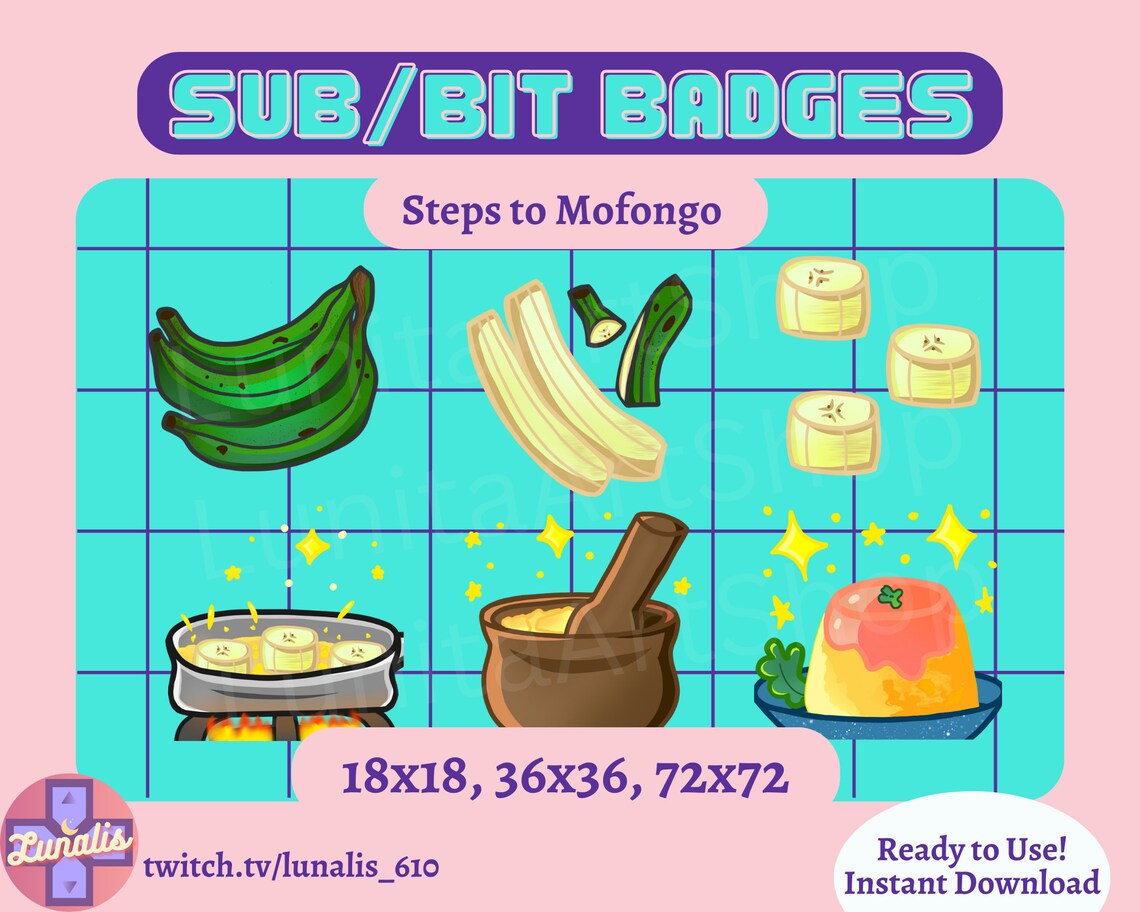 Mofongo Sub/ Bit Badges for Twitch | Subscriber Badges, Plantain Badges ...