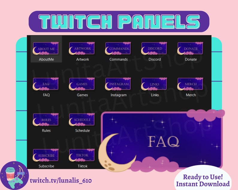 20x Moon Panels for Twitch Moon, Night Sky Panels, Cute Panels for ...