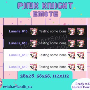 Pink Knight Emote for Twitch, Discord, Youtube Castle Crashers Emote ...
