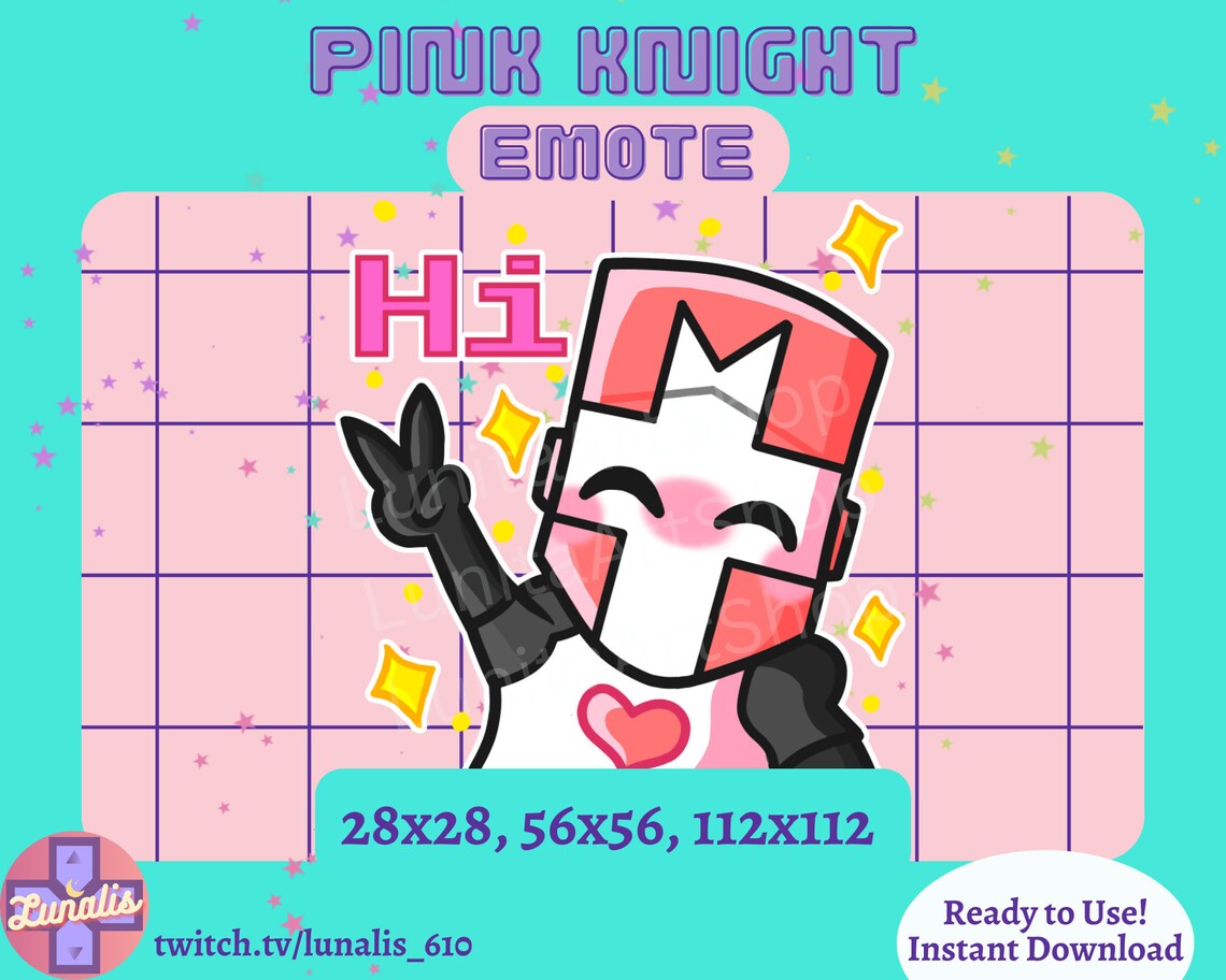 Pink Knight Emote for Twitch, Discord, Youtube Castle Crashers Emote ...