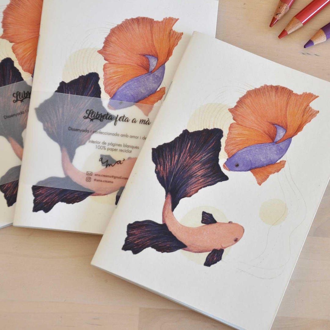 A6 Notebook for Gift, Small Sea Animal Notebook, Japanese Fish Notebook ...