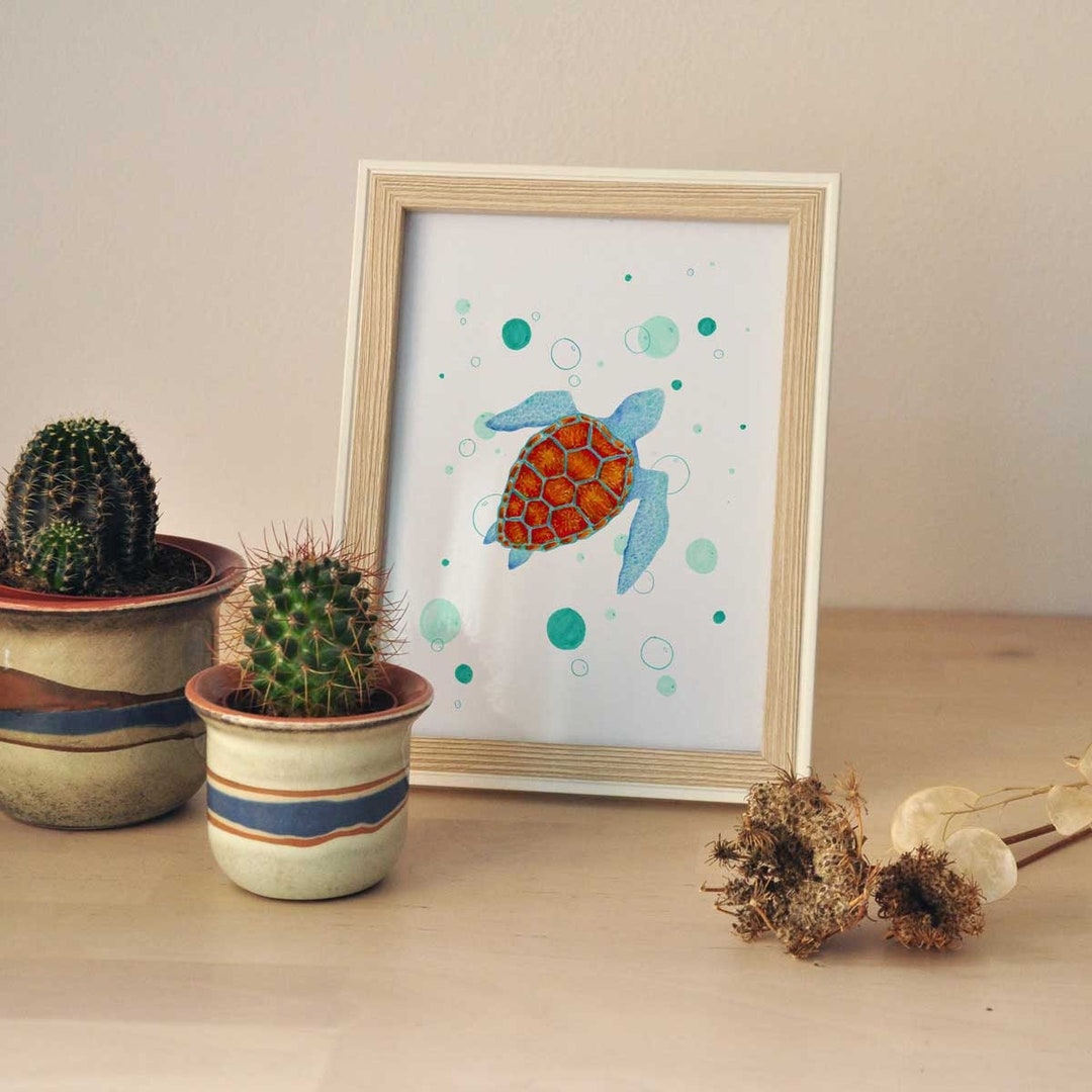 A4 and A5 Sea Turtle Illustration, Illustration Print, Sea Animal ...
