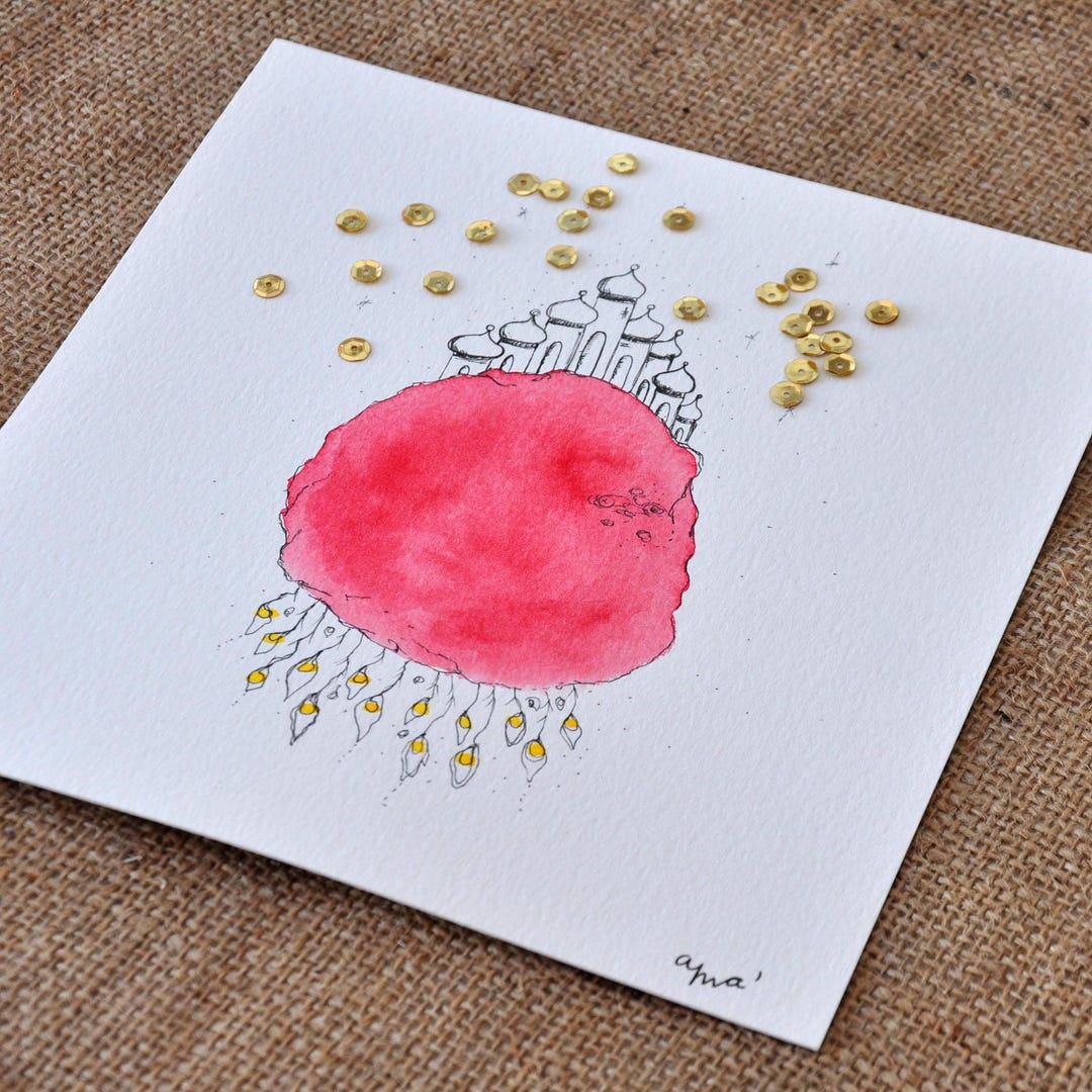 Alibaba Square Planet Illustration 20x20 Cm, Watercolor Illustration ...