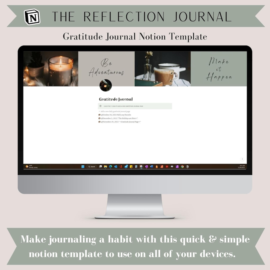 Notion Journal Gratitude Template | Personal Daily Gratitude Template ...