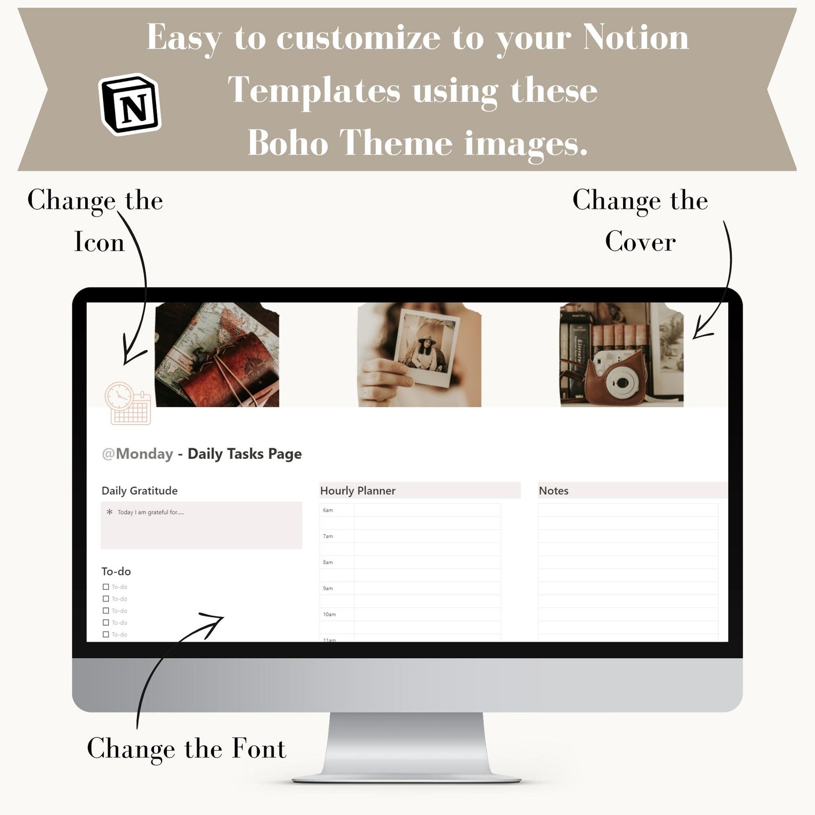 Boho Neutral Theme Notion Aesthetics Bundle Yearly Planner Notion ...