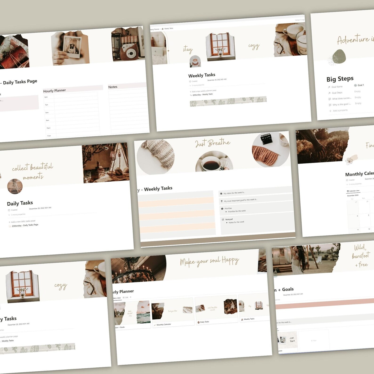 Boho Neutral Theme Notion Aesthetics Bundle Yearly Planner - Etsy