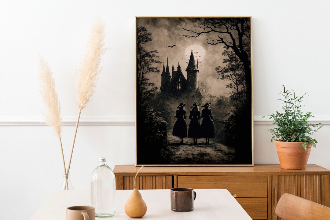 Three Witches Print, Gothic Home Decor, Gothic Home Decor Vintage, Dark ...