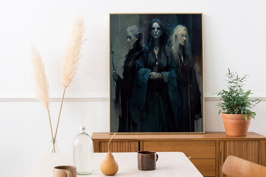 Three Witches Print, Gothic Home Decor, Witches Canvas, Dark, Occult ...