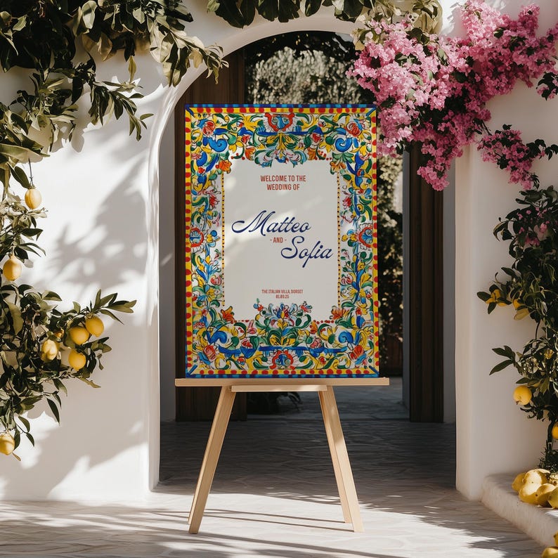 Italian Inspired Welcome Sign, Carretto Siciliano Cart Romantic Classic ...