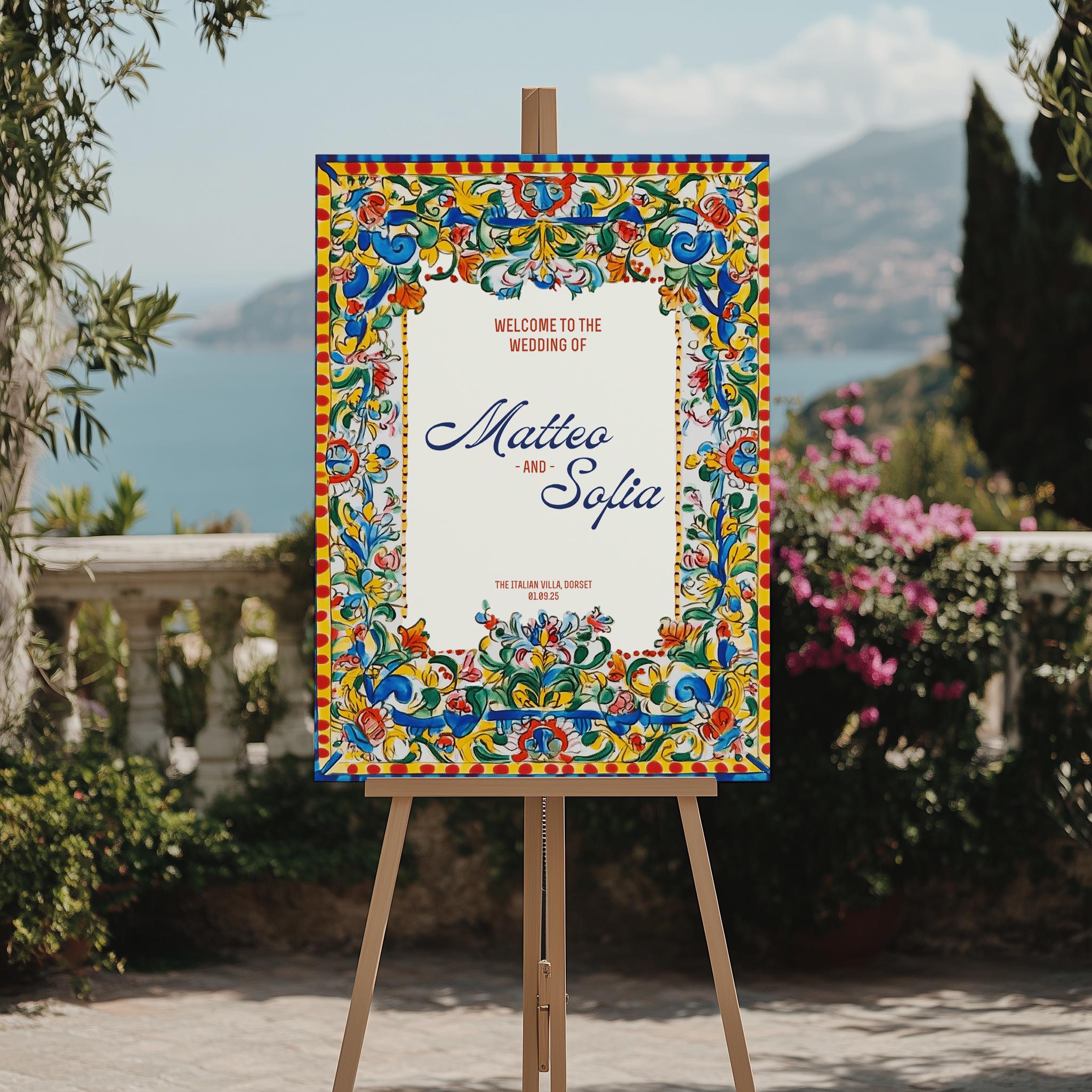 Italian Inspired Welcome Sign, Carretto Siciliano Cart Romantic Classic ...