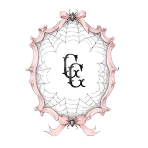 Gothic Digital Watercolour Crest. Semi Custom Spider Web Pink Halloween ...