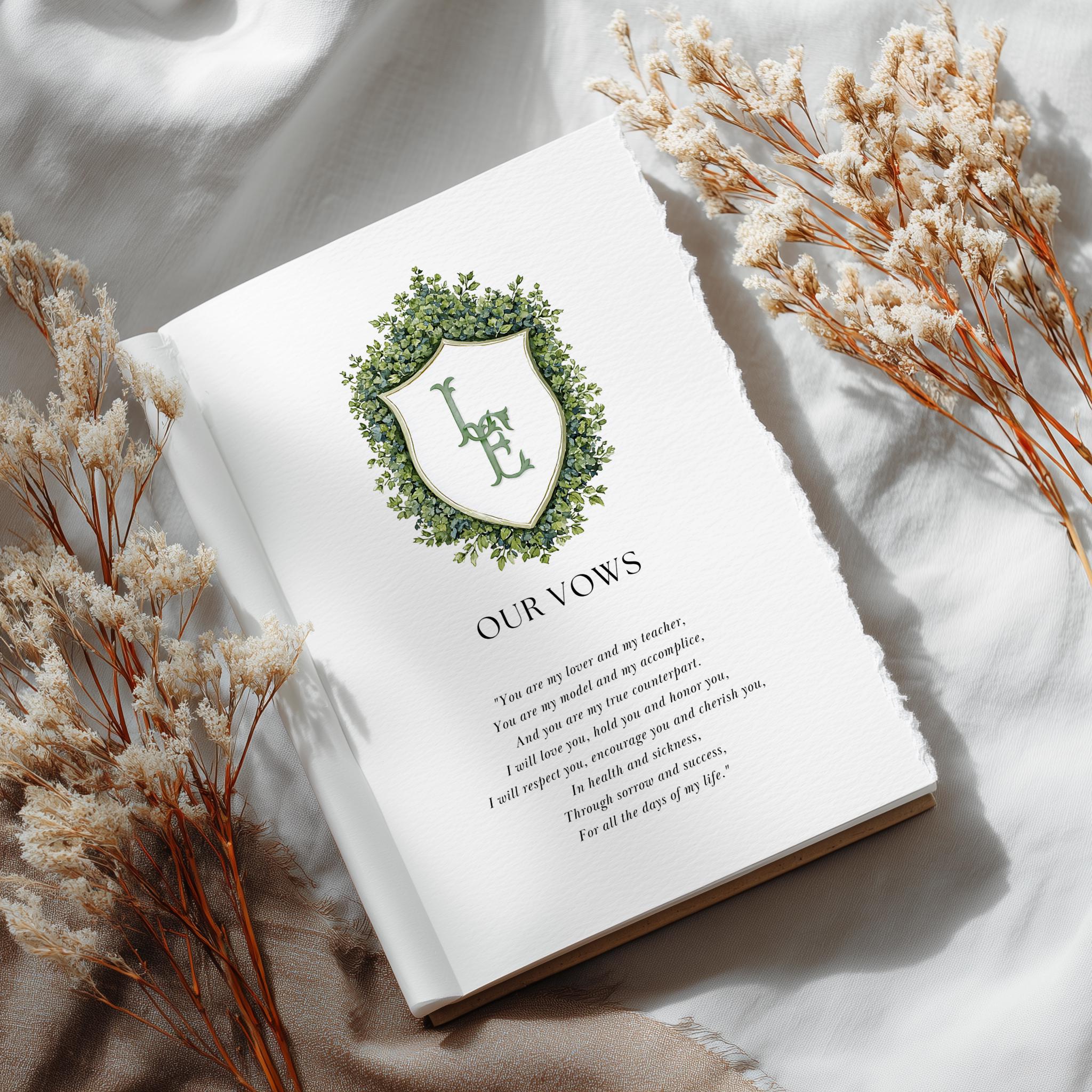 Ivy Digital Watercolour Crest. Semi Custom Botanical Leaves Wreath Coat ...