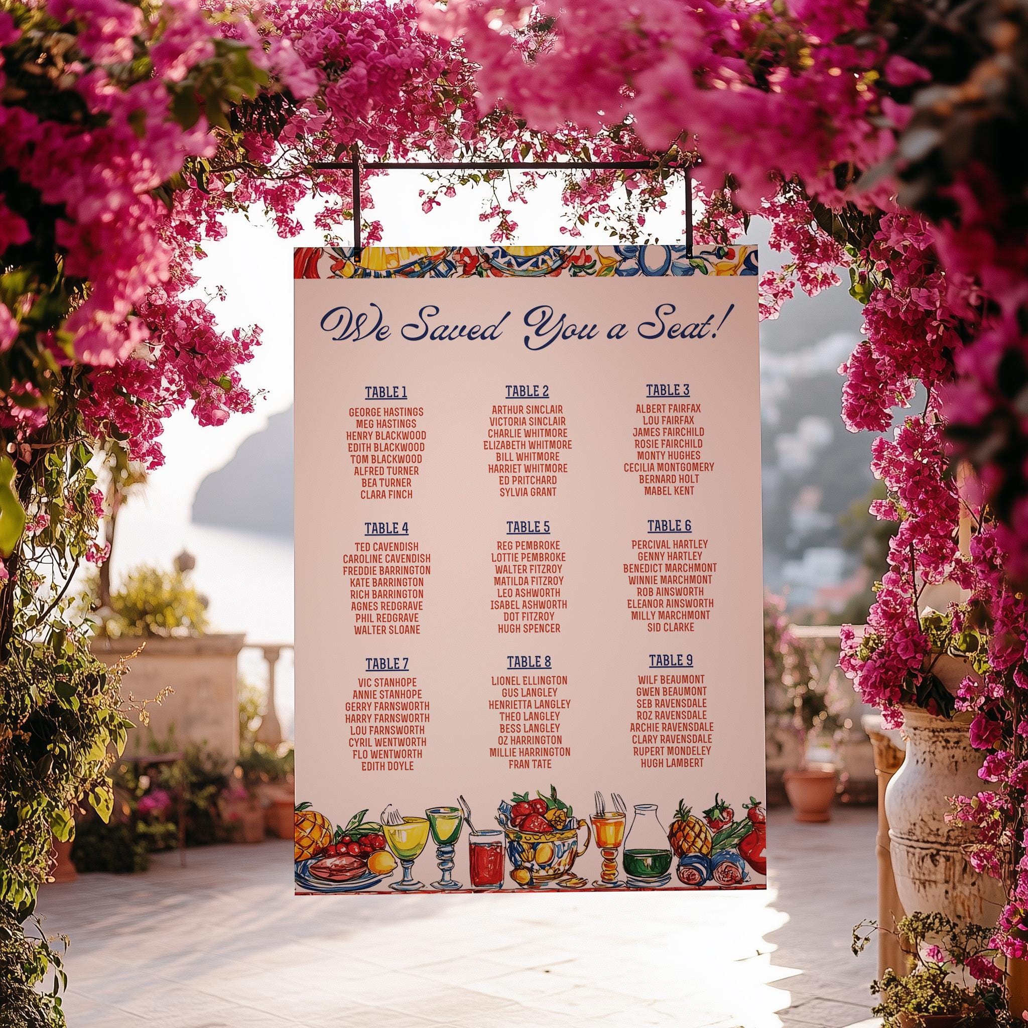Italian Seating Plan Board Sign Carretto Siciliano Cart Romantic ...