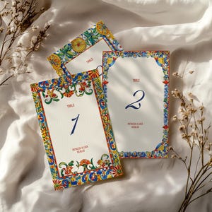 Italian Inspired Table Numbers, Carretto Siciliano Cart Romantic ...