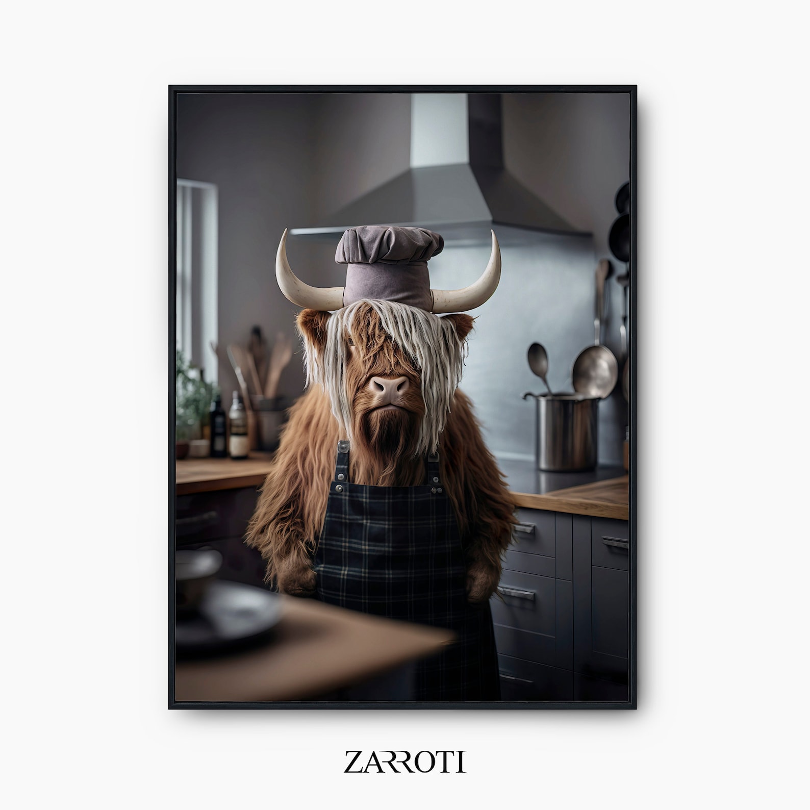 Highland Cow Kitchen Instant Download Art, Chef Cow Kitchen Wall Decor ...