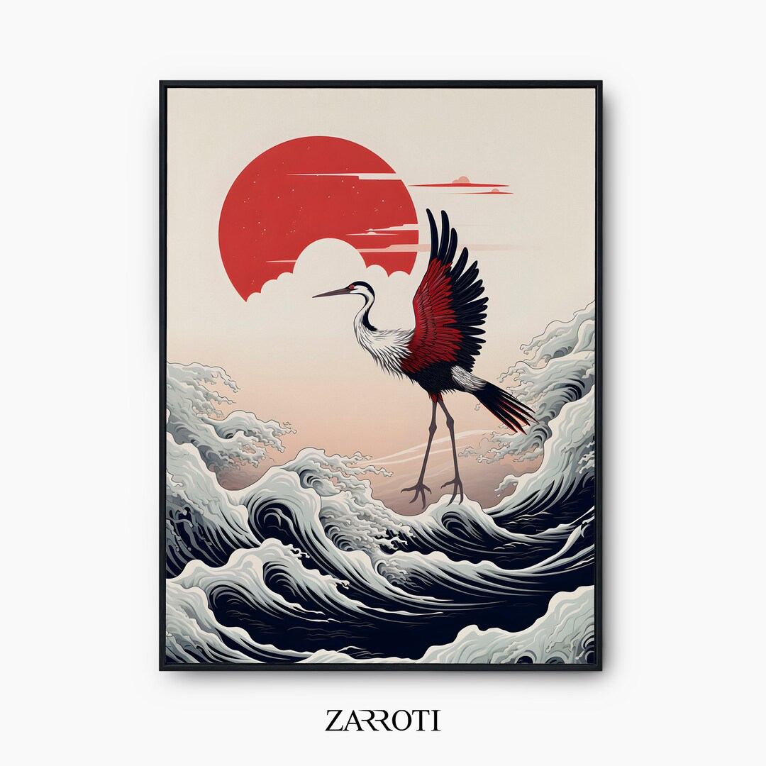 Japanese Crane Instant Print, Japanese Wall Art, Japanese Crane Wall Art, Japanese Wall Decor ...