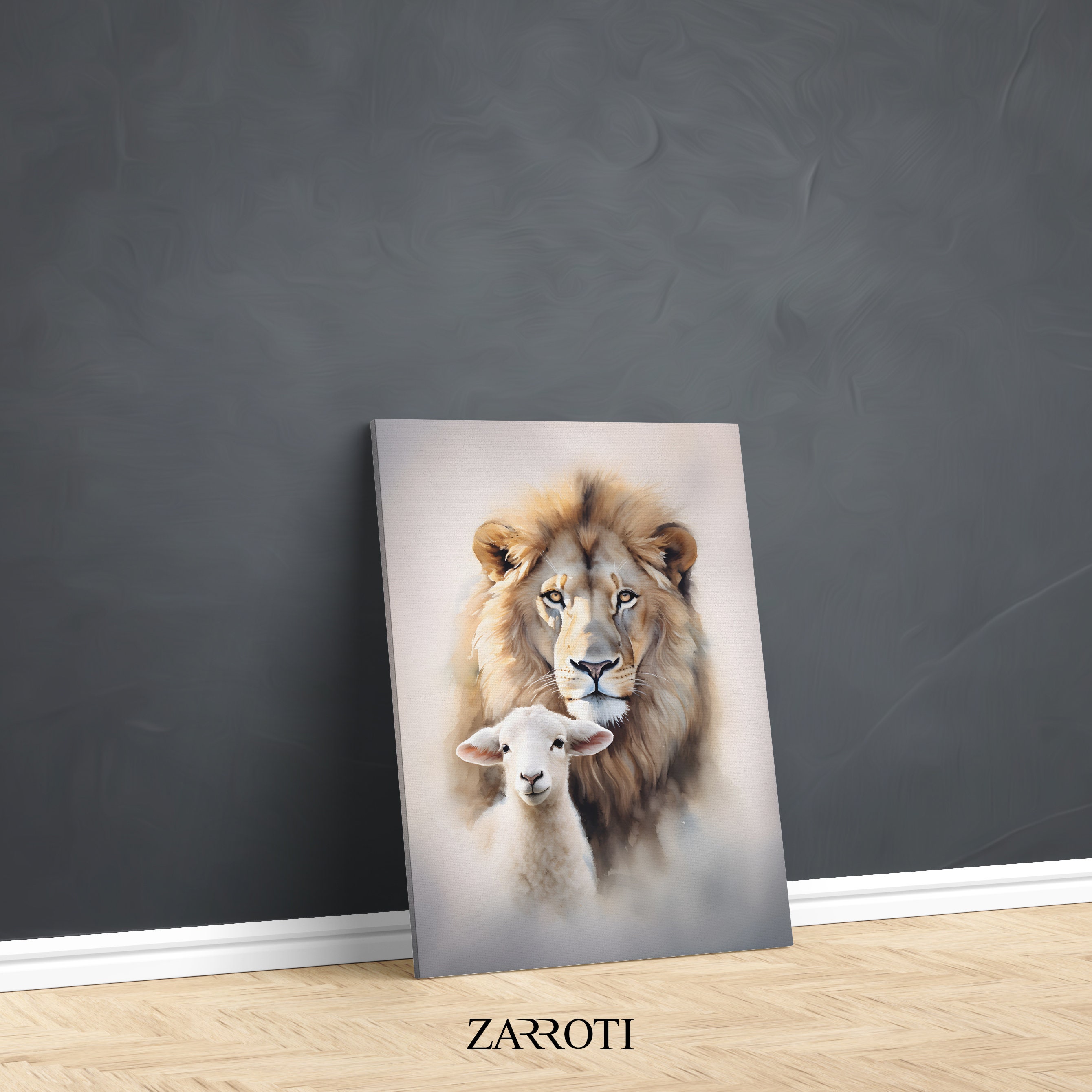 The Lion and the Lamb Watercolor Printable Art, God Wall Art, Lion of ...