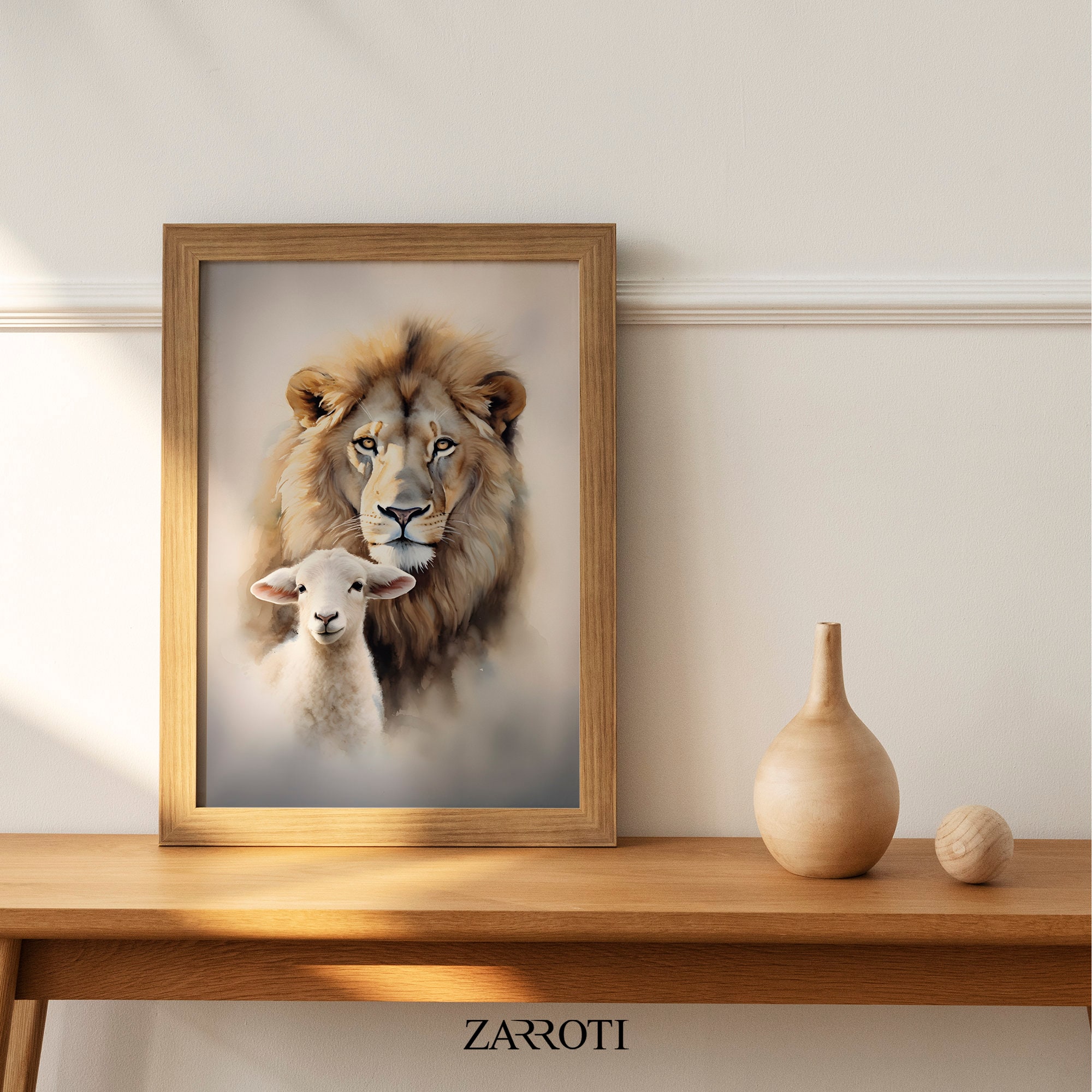 The Lion and the Lamb Watercolor Printable Art, God Wall Art, Lion of ...