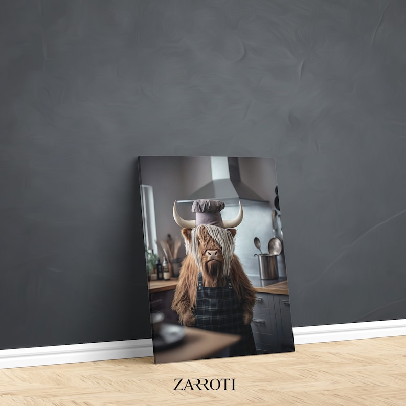 Highland Cow Kitchen Instant Download Art, Chef Cow Kitchen Wall Decor ...