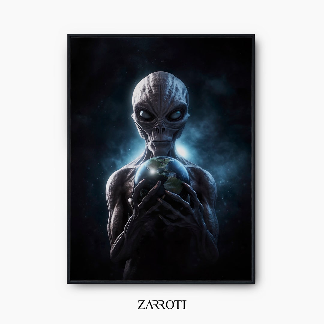Alien Print Poster Instant Download, Alien Portrait Printable Wall Art ...