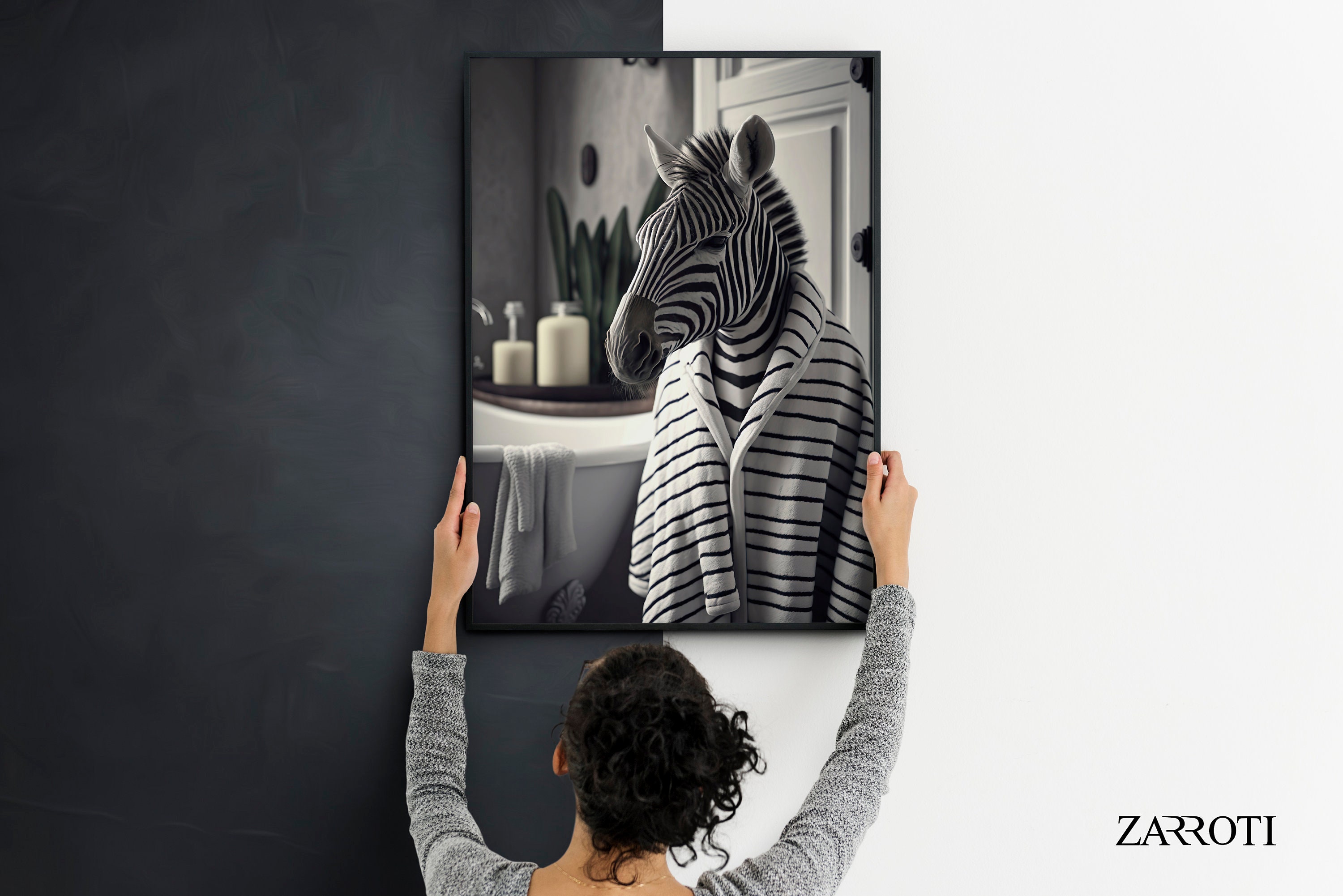 Elegant Zebra Bathroom Printable Wall Art, Zebra Photo, Bathroom Art ...
