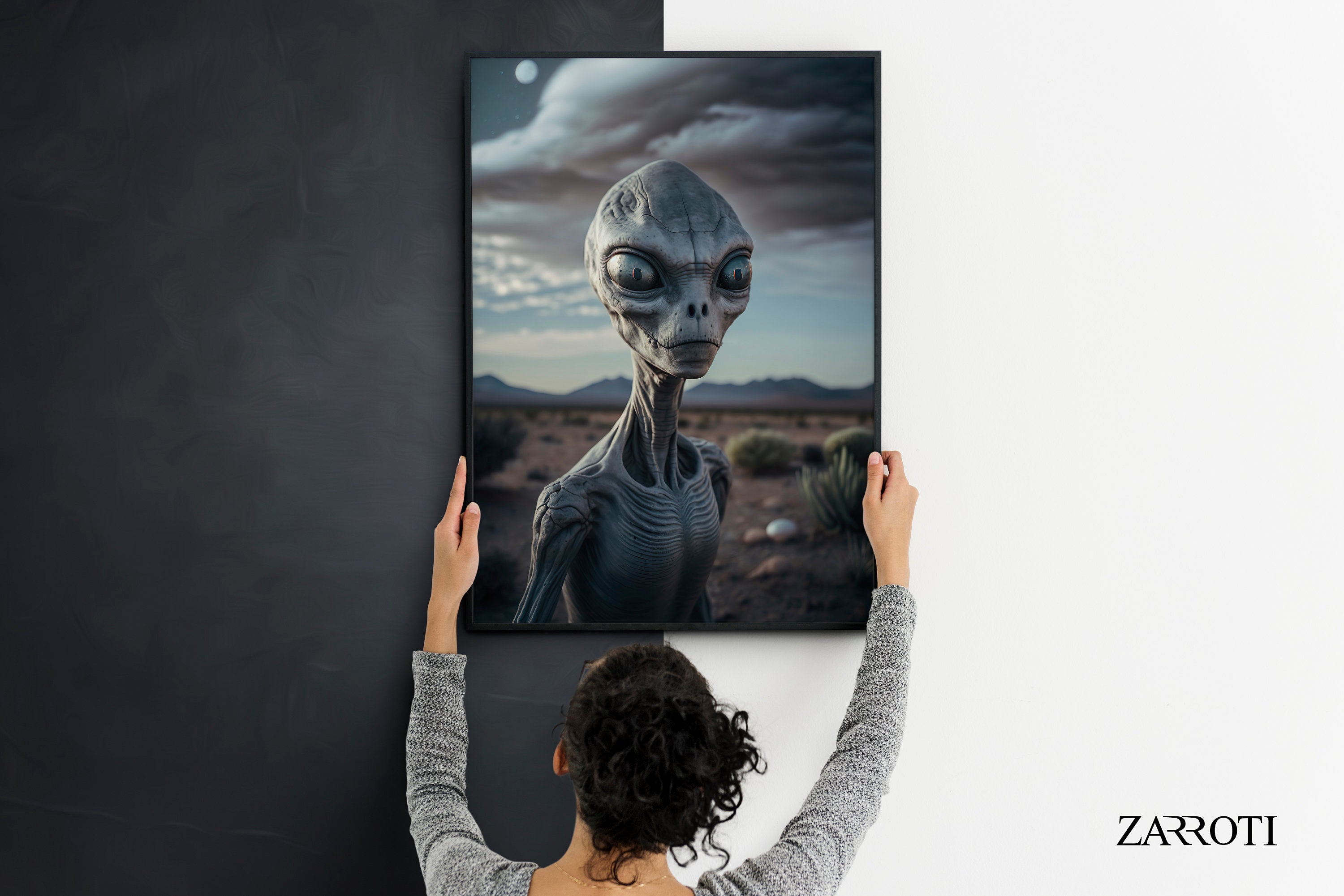 Alien Printable Wall Art, Alien Art Instant Download, Alien Lover Sci ...