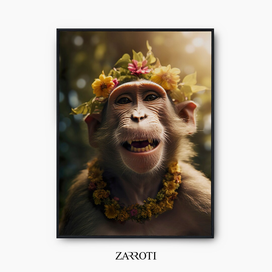 Funny Monkey Poster Wall Art ,laughing Monkey Art Poster, Funny Monkey ...