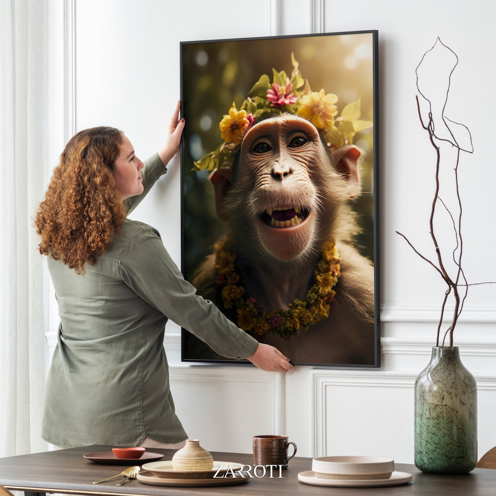 Funny Monkey Poster Wall Art ,laughing Monkey Art Poster, Funny Monkey ...