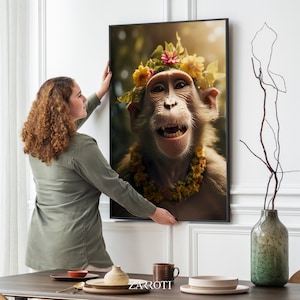 Funny Monkey Poster Wall Art ,laughing Monkey Art Poster, Funny Monkey ...