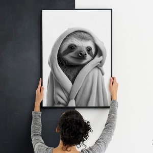 Sloth Bathrobe Printable Poster, Funny Bathroom Art, Toilet Humor ...