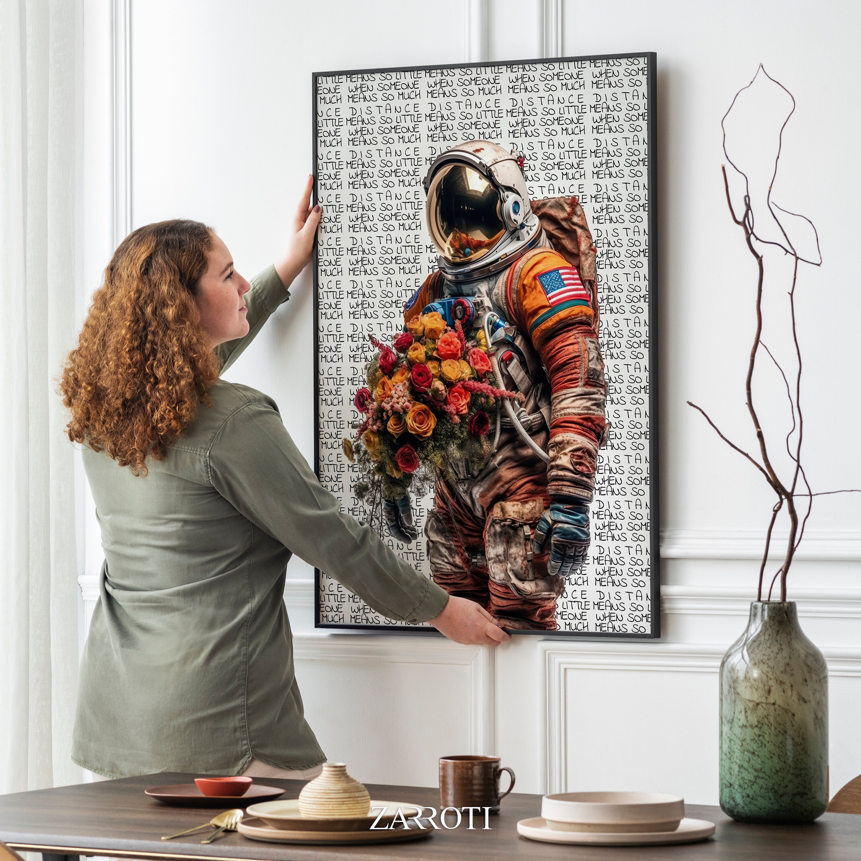 Astronaut Flowers Quote Poster, Distance Means so Little When Someone ...