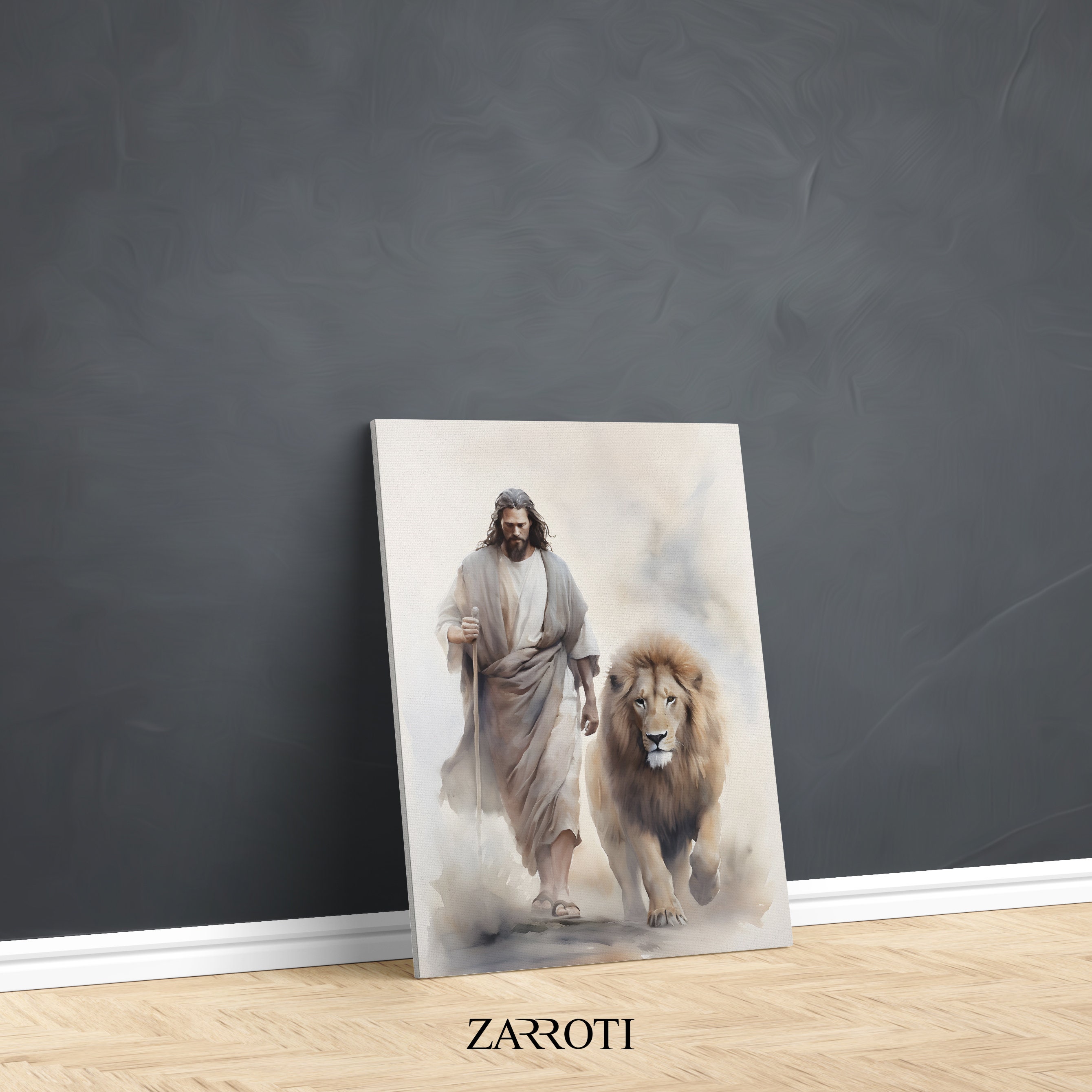 Jesus and Lion Painting Instant Download, Jesus and Lion Watercolor Art ...