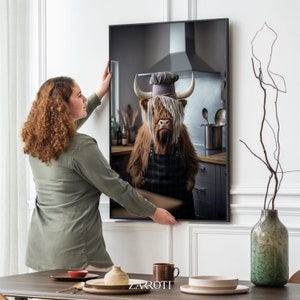 Highland Cow Kitchen Instant Download Art, Chef Cow Kitchen Wall Decor ...