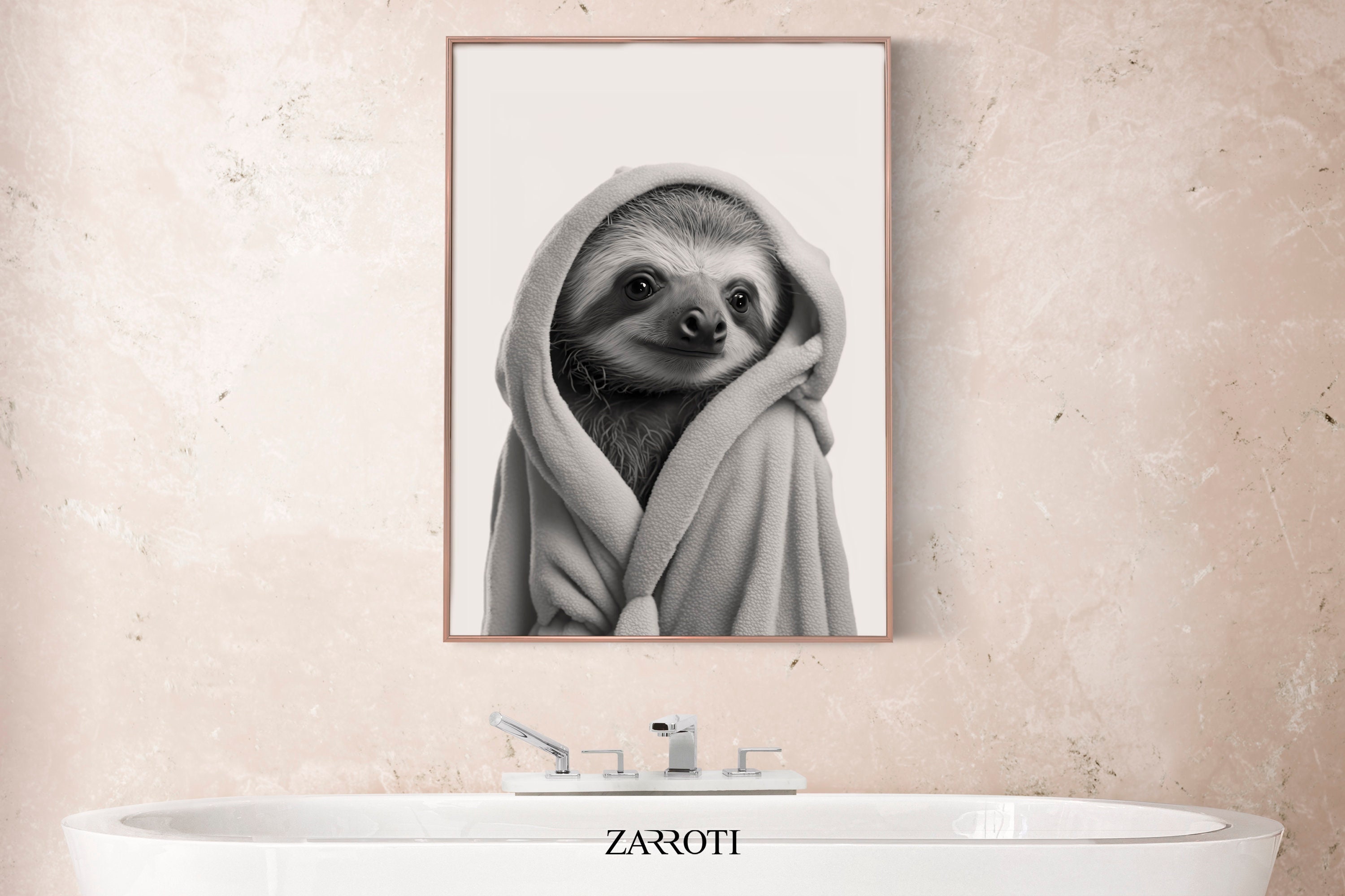Sloth Bathrobe Printable Poster, Funny Bathroom Art, Toilet Humor ...