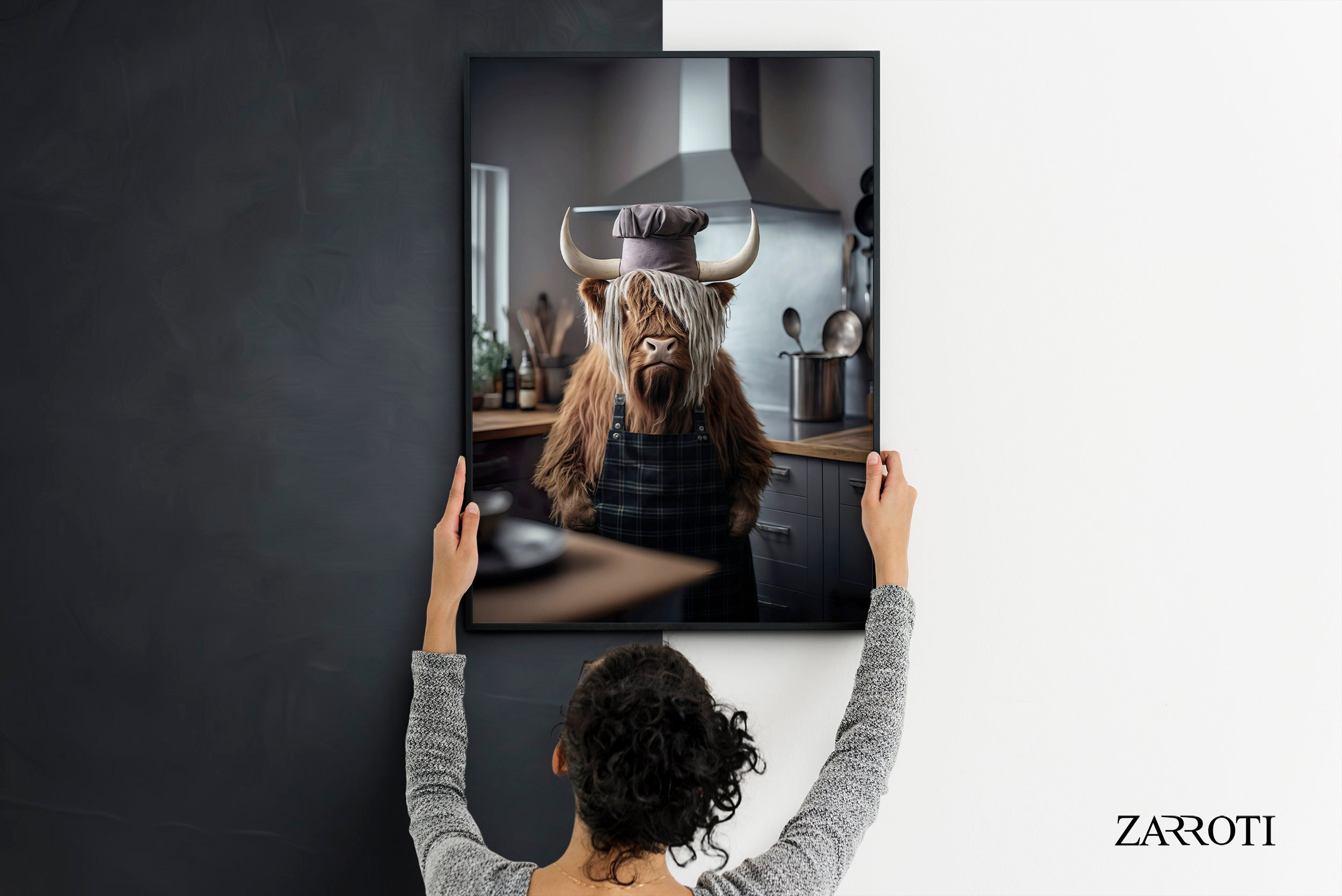 Highland Cow Kitchen Instant Download Art, Chef Cow Kitchen Wall Decor ...