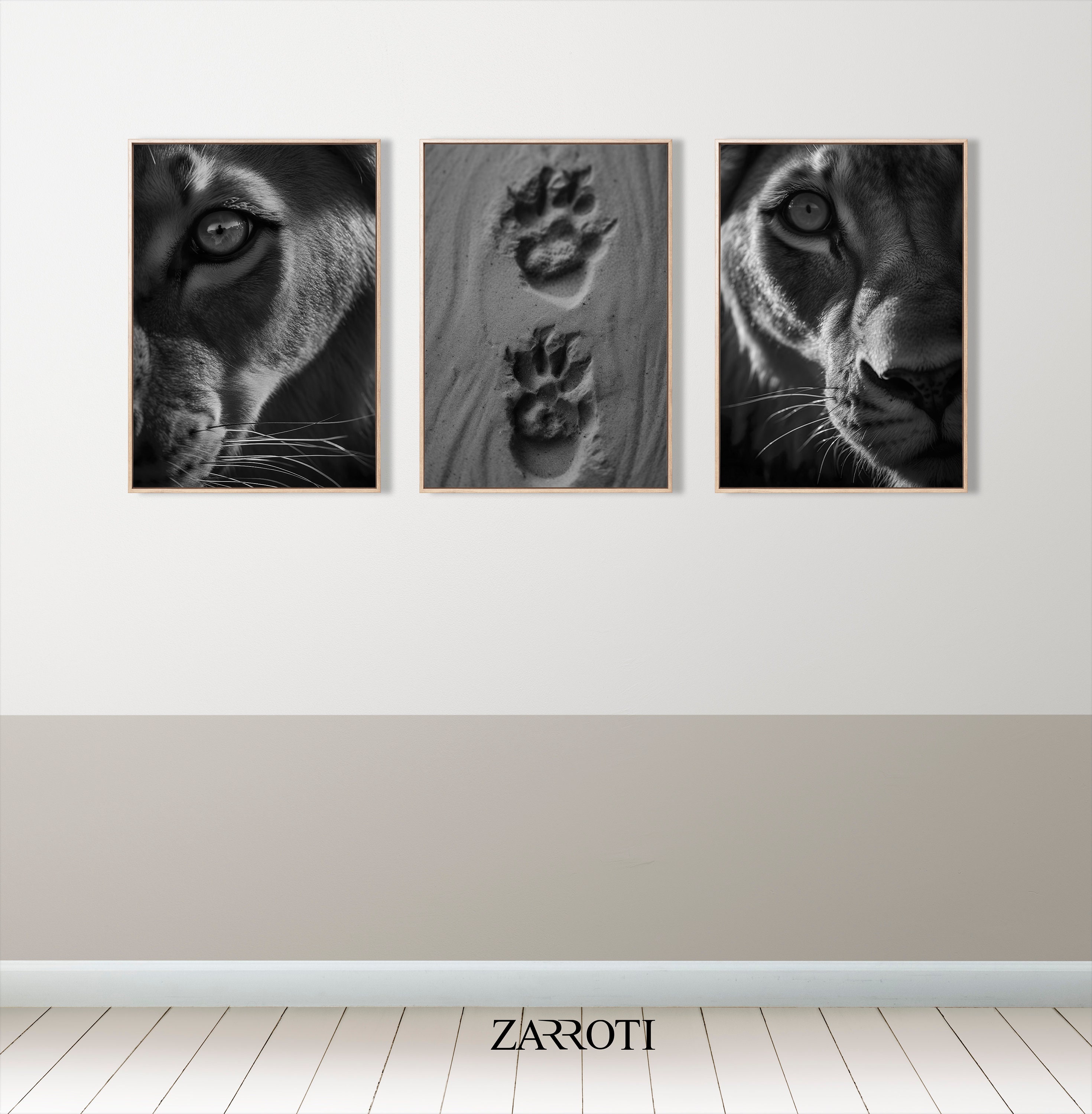 Lion Black and White Print, Animal Art Modern Wall Decor, Bedroom Wall ...