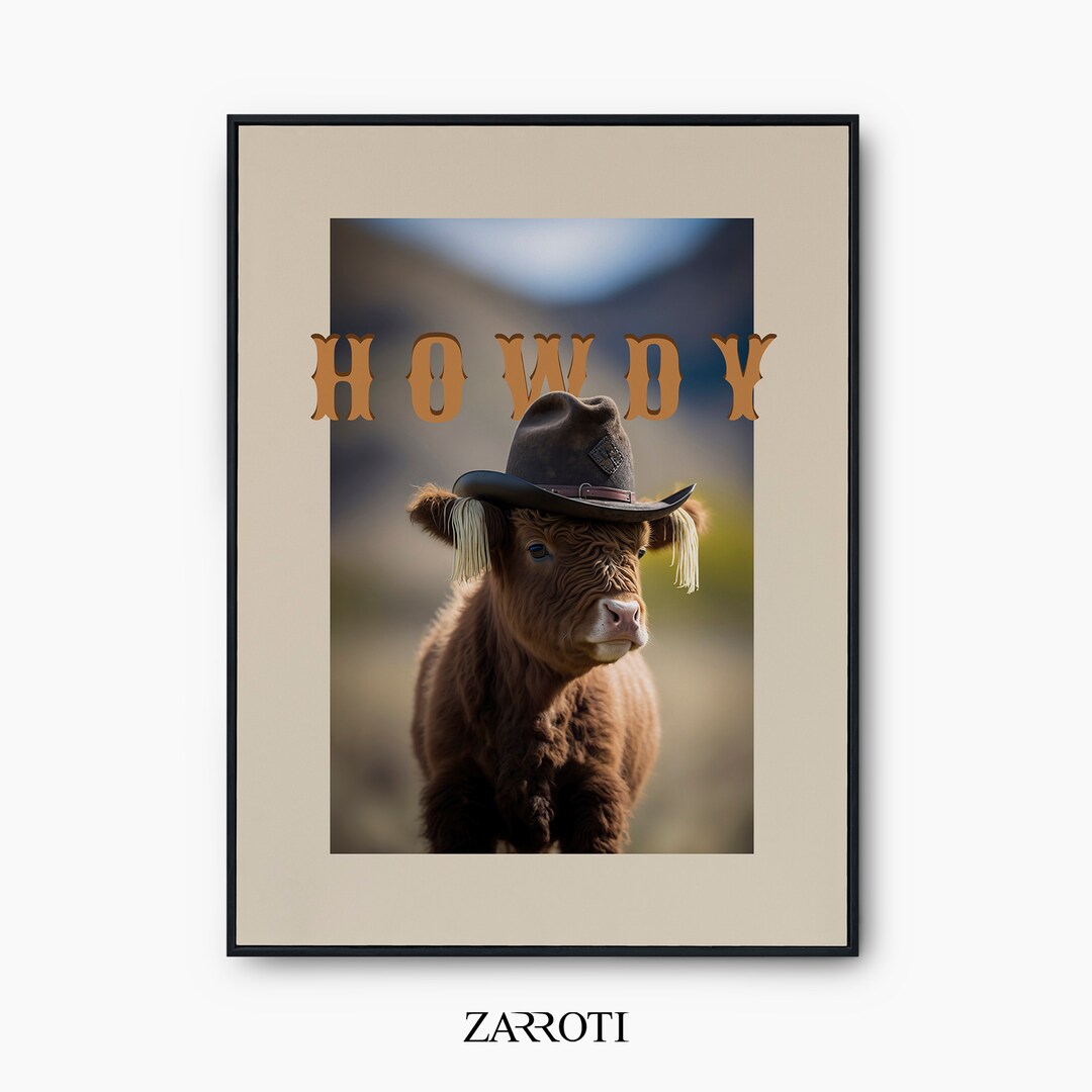 Howdy Printable Wall Art, Baby Highland Cow Howdy Print, Cattle Wall ...