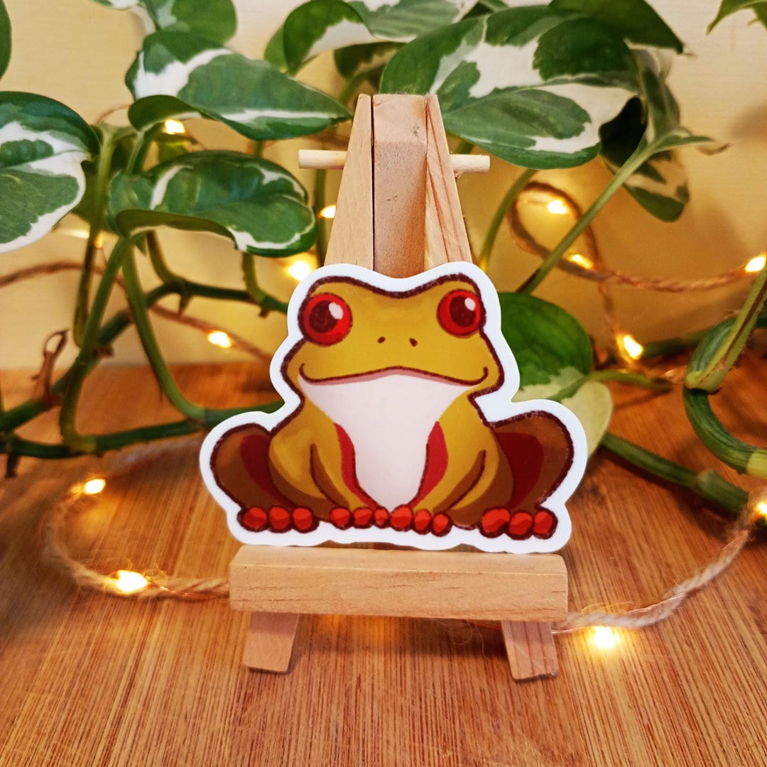 Cartoon Tree Frog Sticker Cute Hand-drawn Vinyl Frog Decal for Nature ...