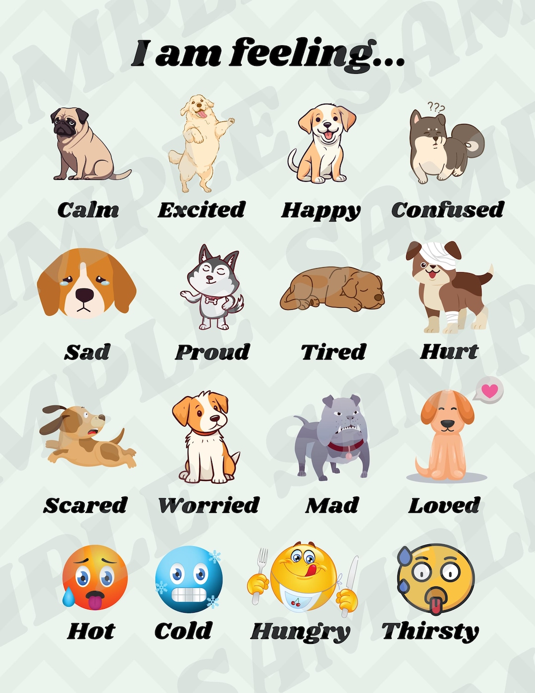 Dog Feelings Chart, Mental Health Visual Aid (digital Download) - Etsy