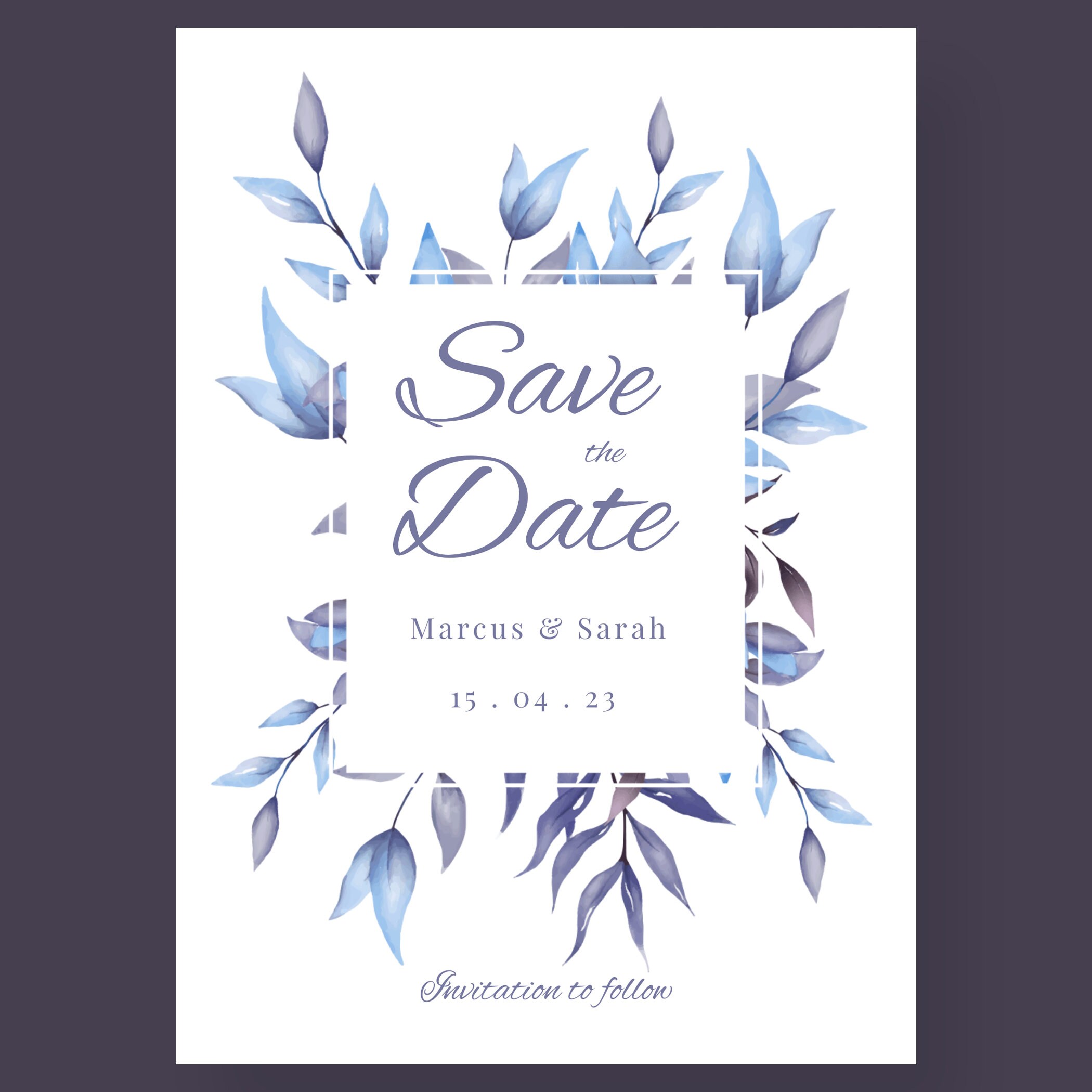 Blue Leaves Wedding Invitation Set - Etsy