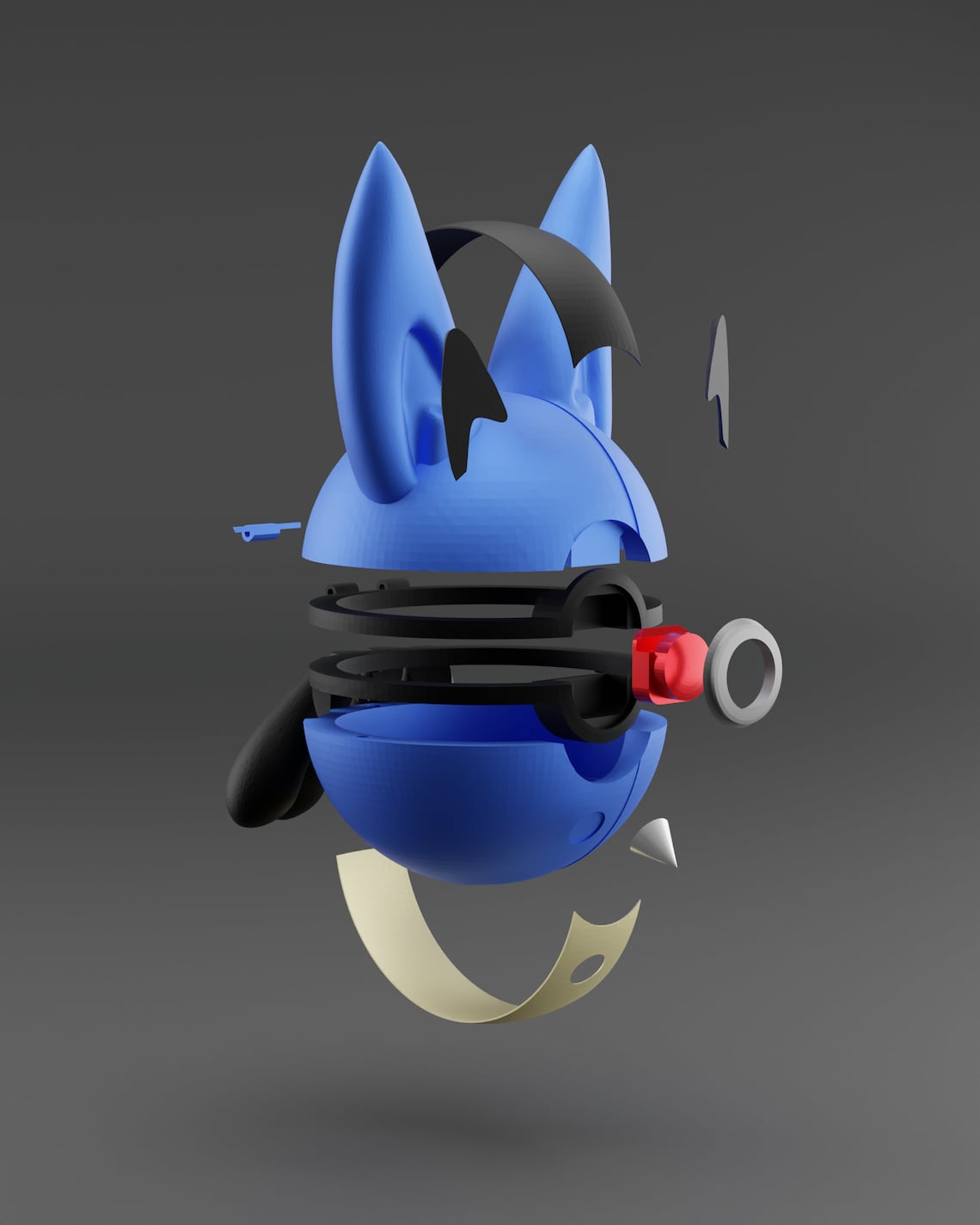 Lucaball Lucario Themed Pokeball Pokemon 3D Printing Files Digital ...