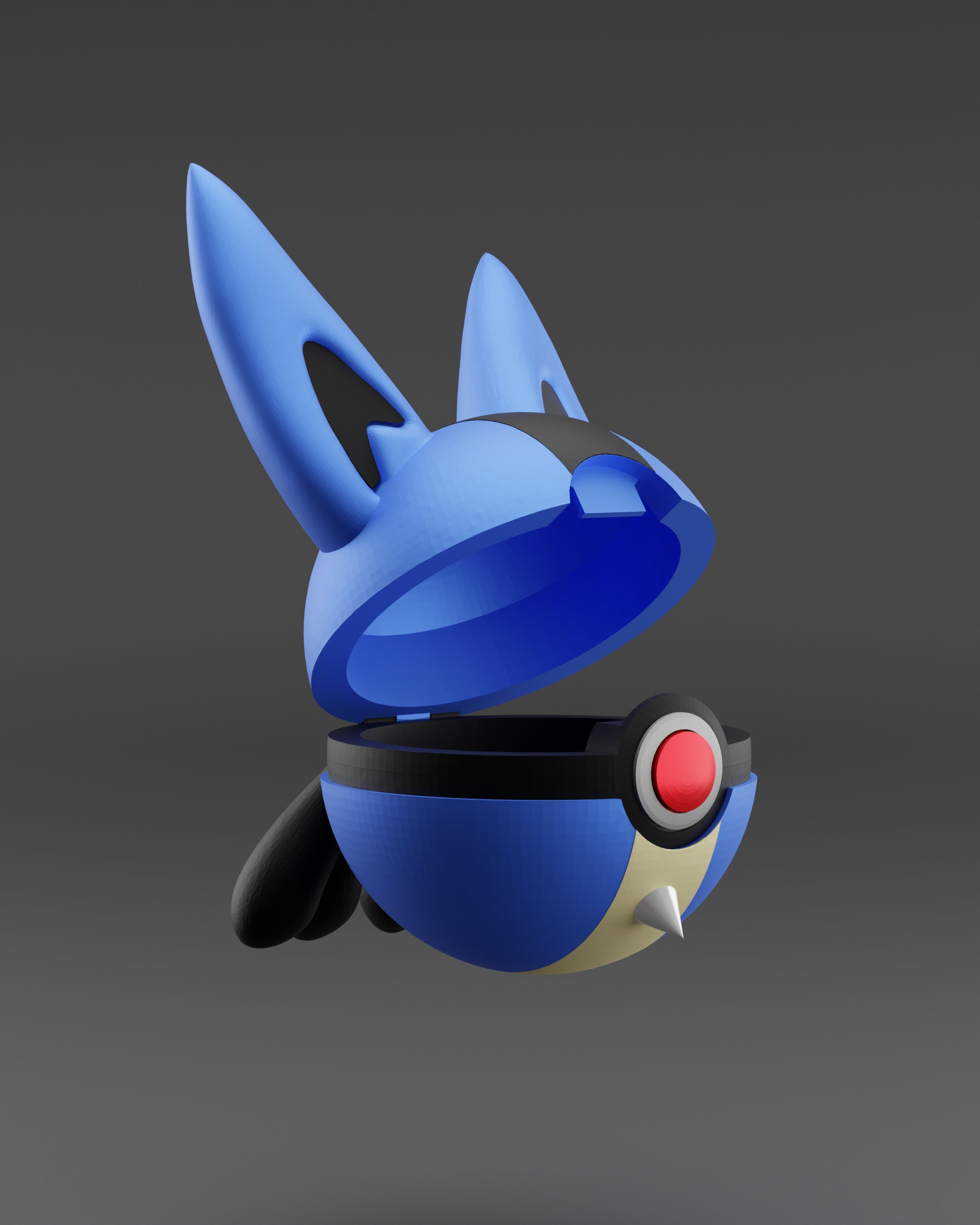 Lucaball | Lucario Themed Pokeball | Pokemon 3D Printing Files ...