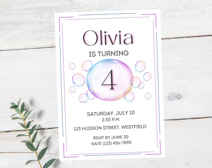 Bubbles Party Invitation - Etsy