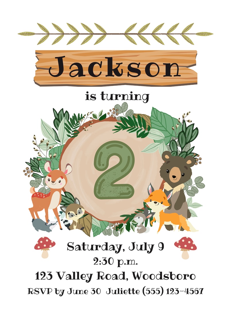 Woodland Animals Party Invitation - Etsy