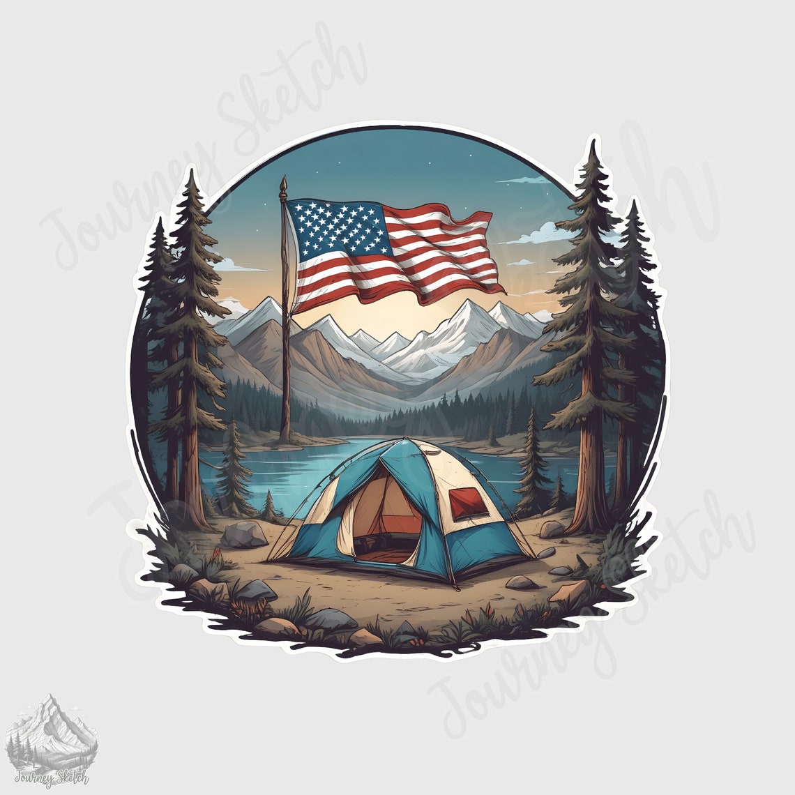 4th of July Camping American Flag Camp PNG Sublimation Design Clipart ...
