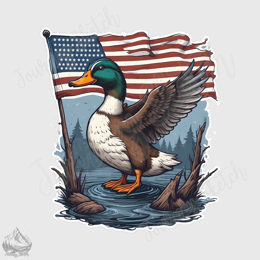 4th of July Duck American Flag Duck PNG Sublimation Design Transparent ...