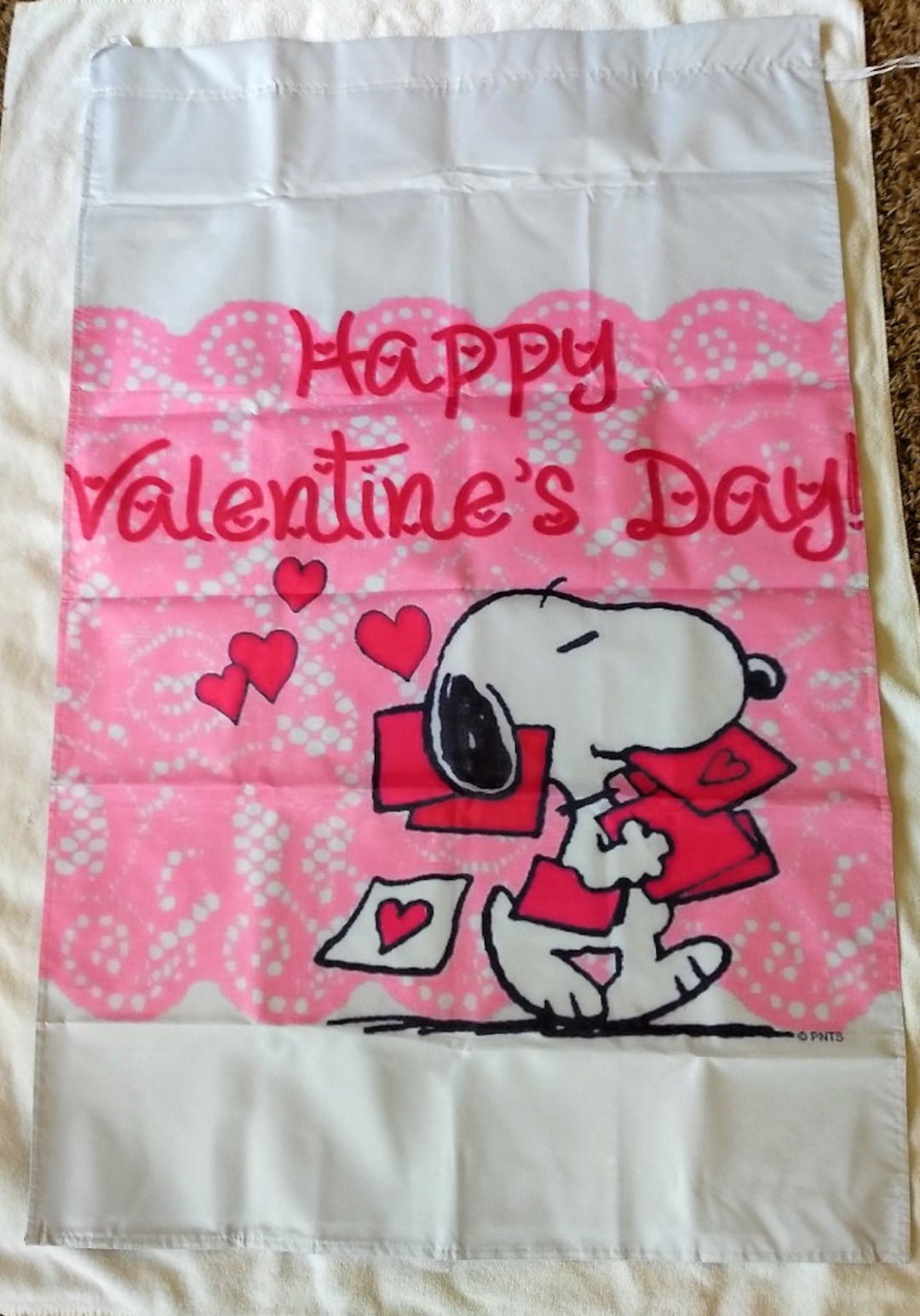 Snoopy Pink and White 28 X 40 in House Flag Valentine's Day Double ...