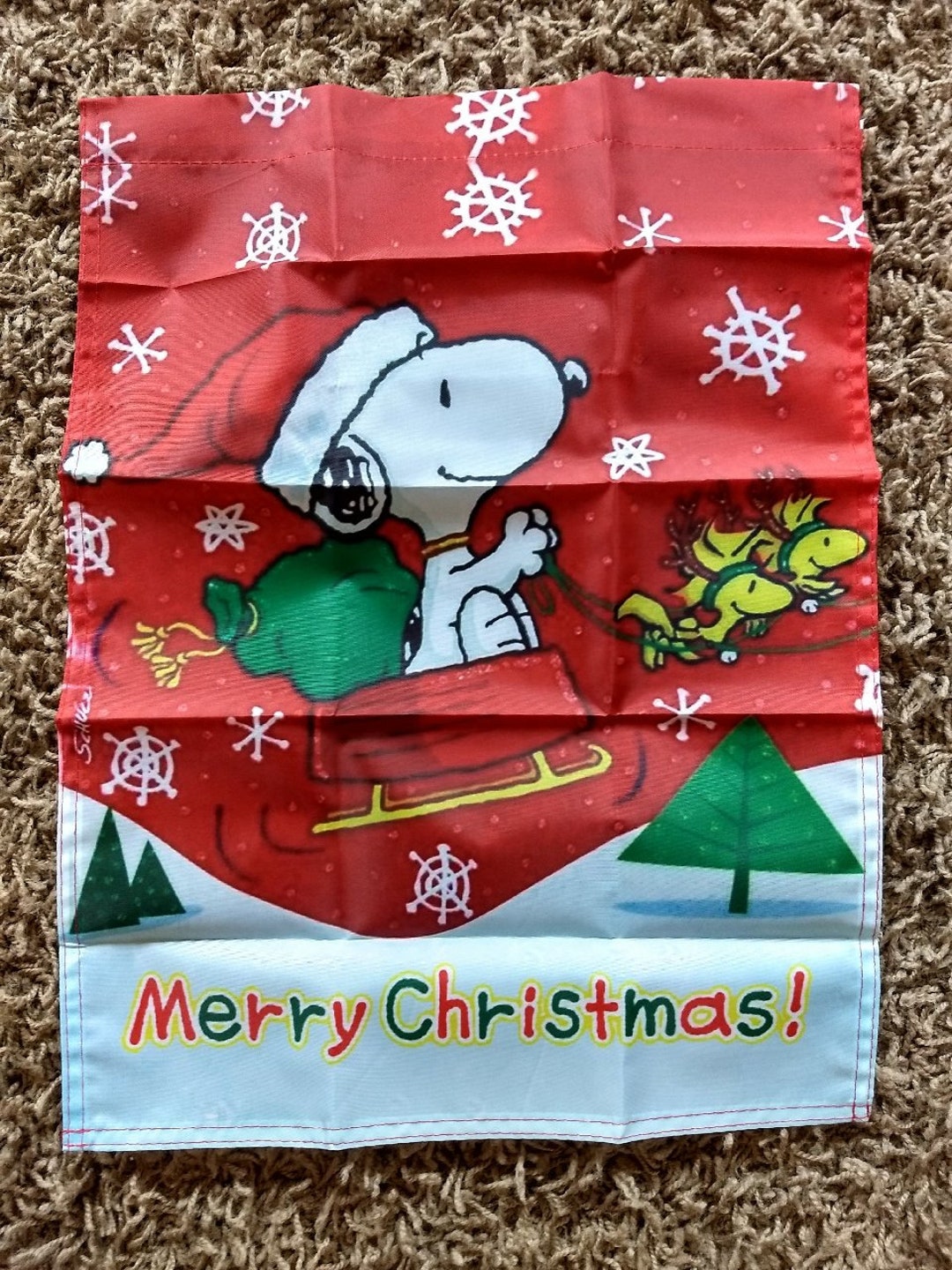 Snoopy Red Sleigh Christmas House Flag 28x40 Inches Double Sided - Etsy